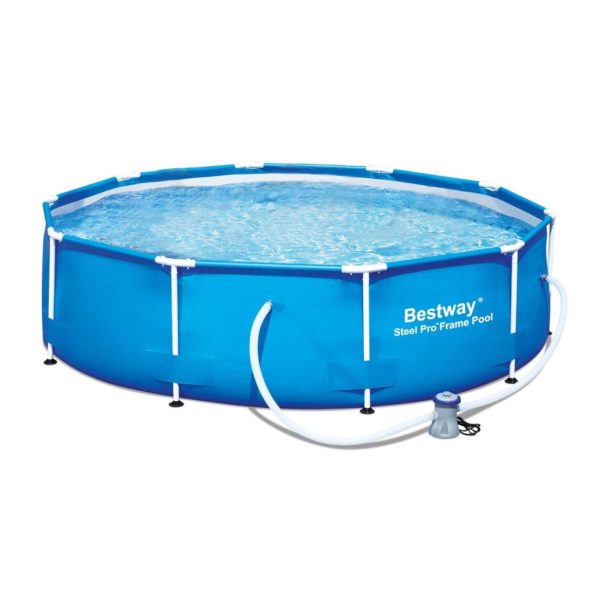 Bestway 12' x 36" Steel Pro Frame Above Ground Family Swimming Pool Set ...